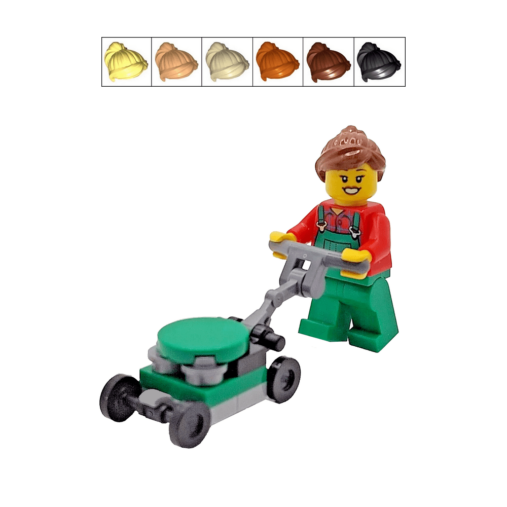 LEGO Gardening Gift Woman Mowing Grass Lawn Mower & Female Gardener ...
