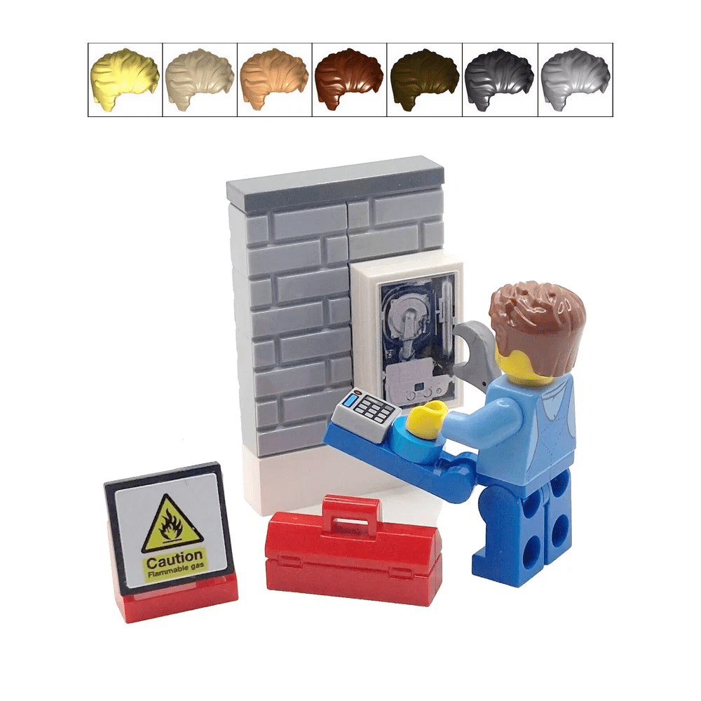 LEGO Gas Fitter Cake Topper Decoration Plumber Boiler Heating Engineer Hair