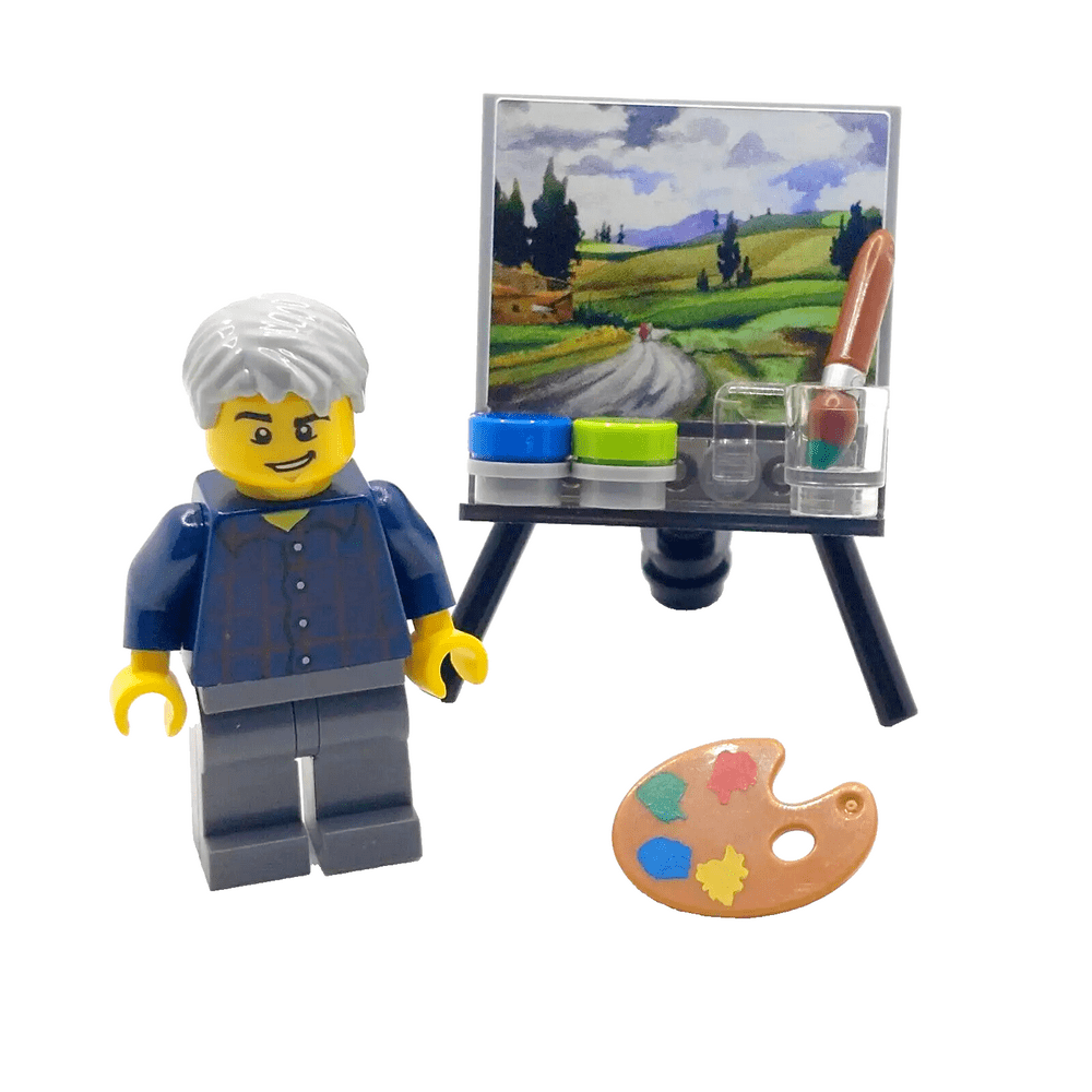 LEGO Male Artist Painter Cake Topper Decoration With Easel Tools & Painting