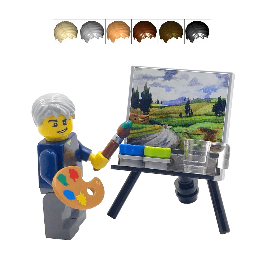 LEGO Male Artist Painter Cake Topper Decoration With Easel Tools & Painting