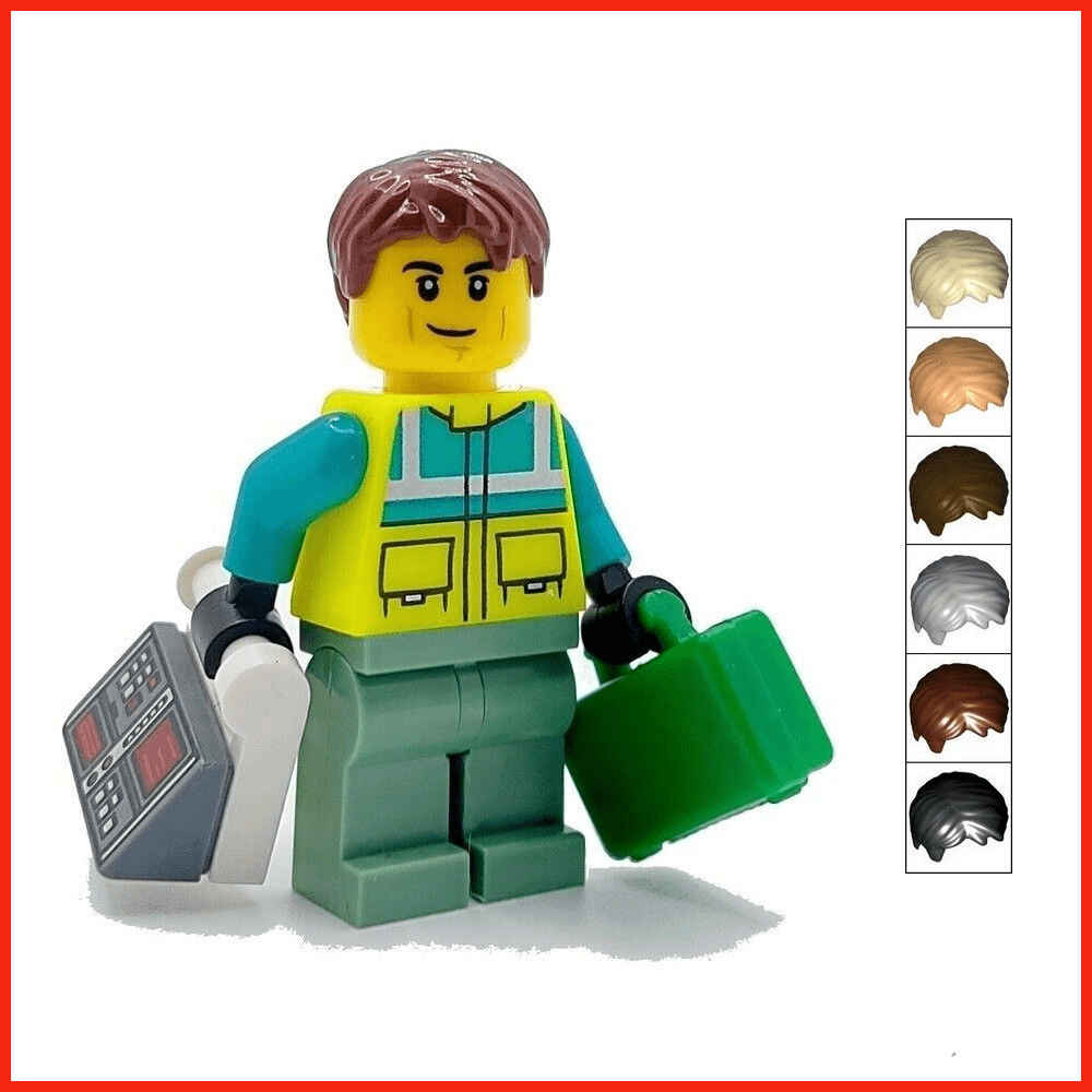 LEGO Male Paramedic & Defib & Case Ambulance Hospital Nurse Minifigure ...