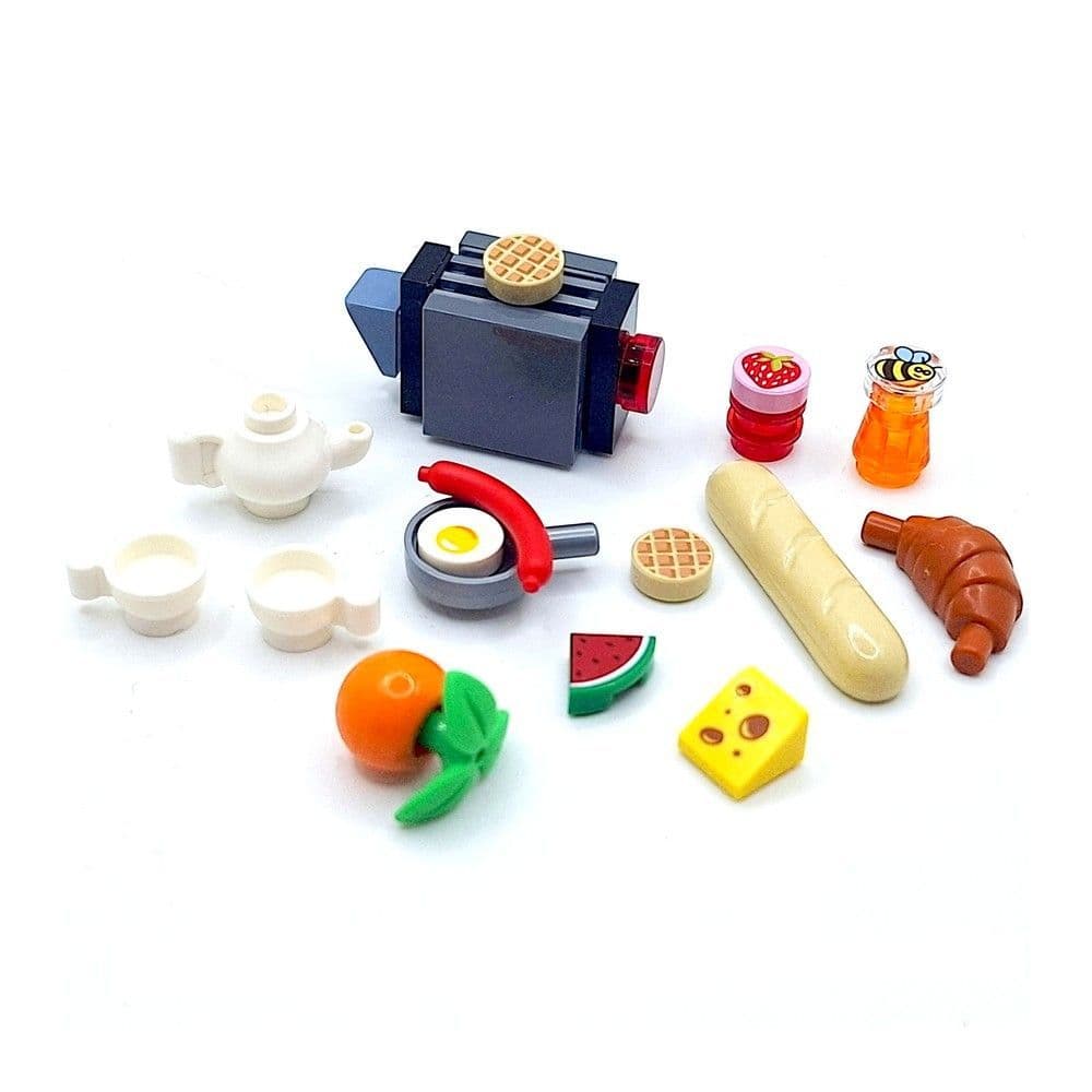 LEGO Minifigure Food Toaster Tea Set Breakfast Cooked & Fruit Bakery ...