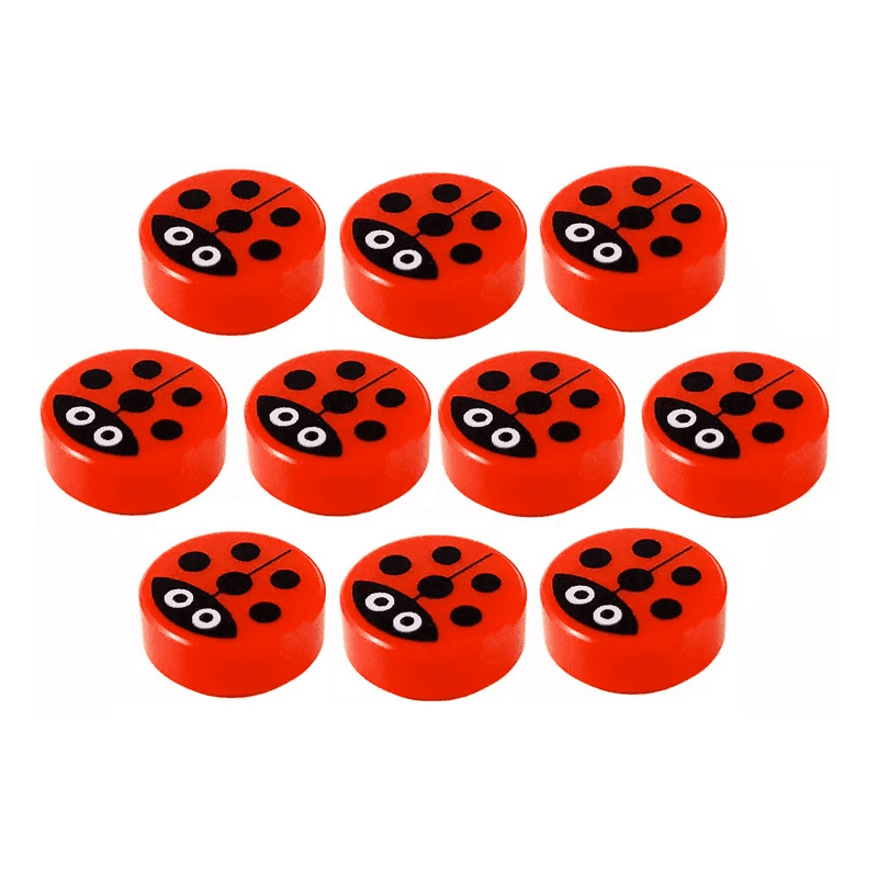 LEGO Parts 10x Ladybug 1x1 Ladybird Minifigure Insect Tiles 98138pb177