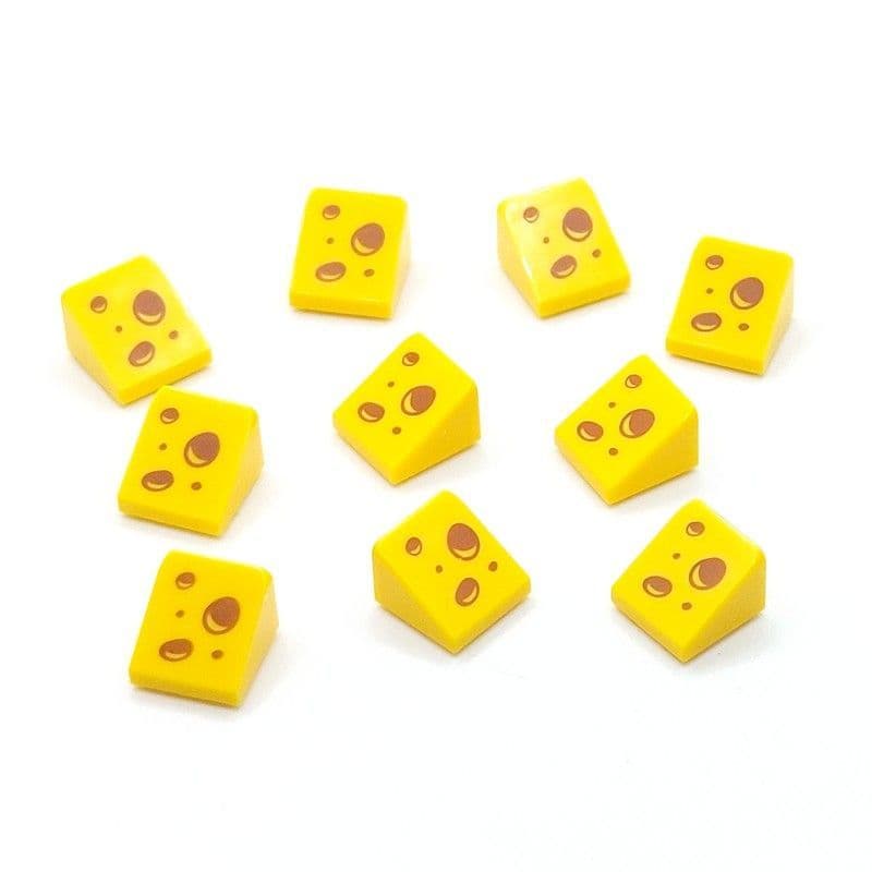 LEGO Parts 10x Swiss Cheese Wedge 1x1x2/3 Slope Minifigure Food 54200pb103