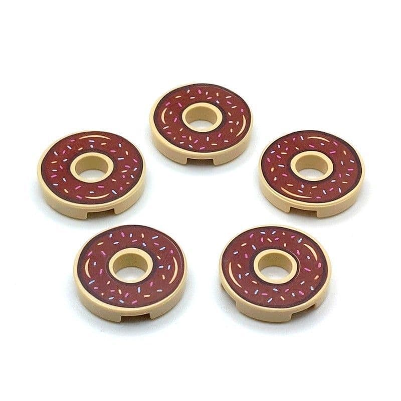 LEGO Parts 5x Iced Donut & Sprinkles 2x2 Minifigure Food Tiles 15535pb06