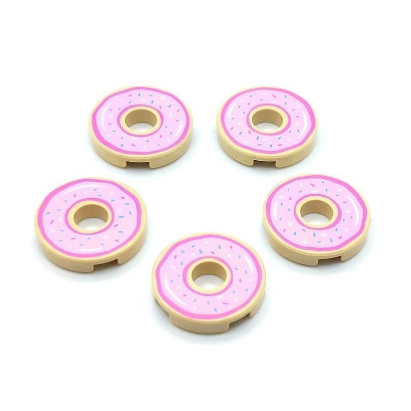 LEGO Parts 5x Iced Donut & Sprinkles 2x2 Minifigure Food Tiles 15535pb07