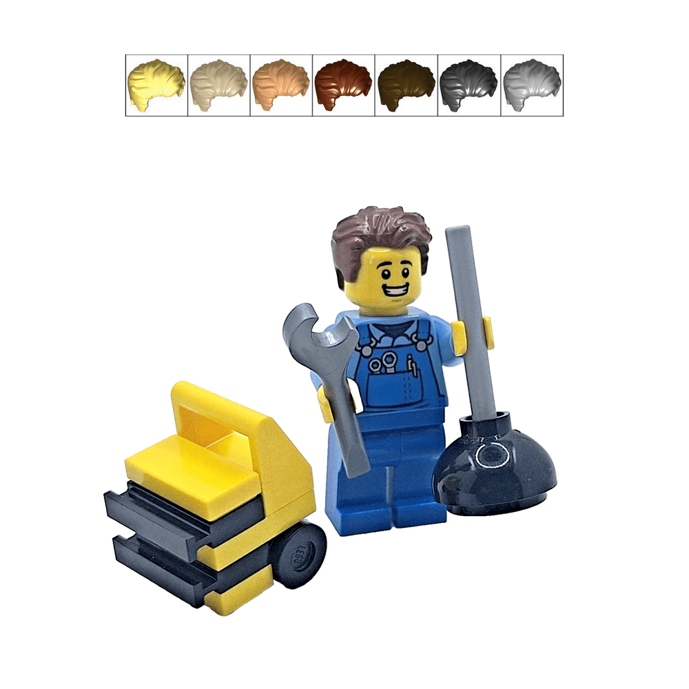 LEGO Plumber Cake Topper Decoration Gas Man With Plunger & Toolbox