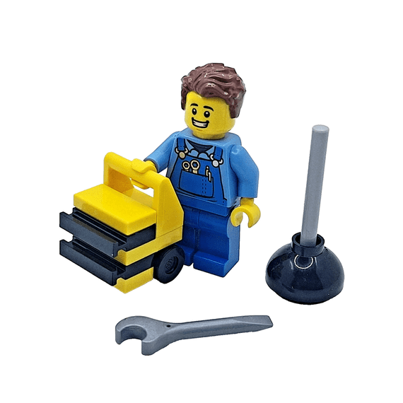 LEGO Plumber Gift With Plunger & Toolbox Minifigure Gas Fitter Fathers ...