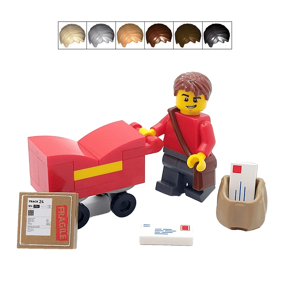 LEGO Postman Gift Postie Postal Worker Mail Man Minifigure With Trolley ...