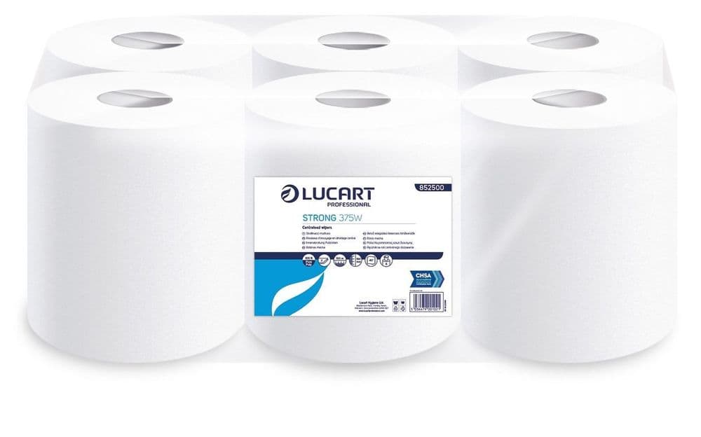 Premium White Flat Sheet Centrefeed Rolls 2 Ply - Pack 6