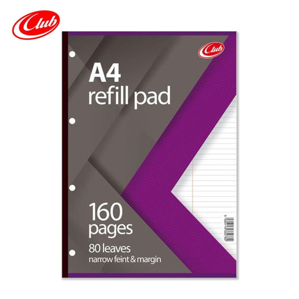 Club Refill A4 Pad 160pg Narrow Feint & Margin | Office Equipment Centre UK
