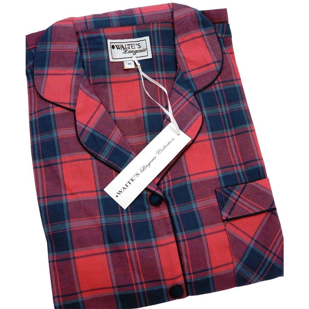 Waites s Lingerie Ladies Cotton Pyjamas In Strawberry Check CRW 2002