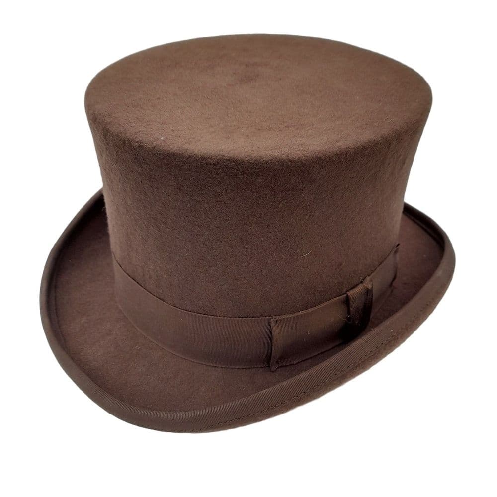 Brown Wool Felt Top Hat - Denton Fashion Topper