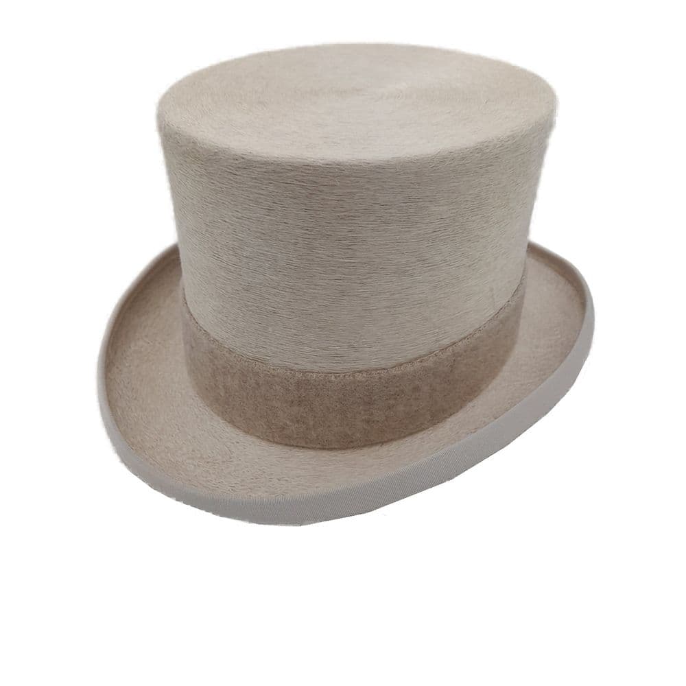 White / Ivory Fur Felt Melusine Top Hat - Wedding Topper