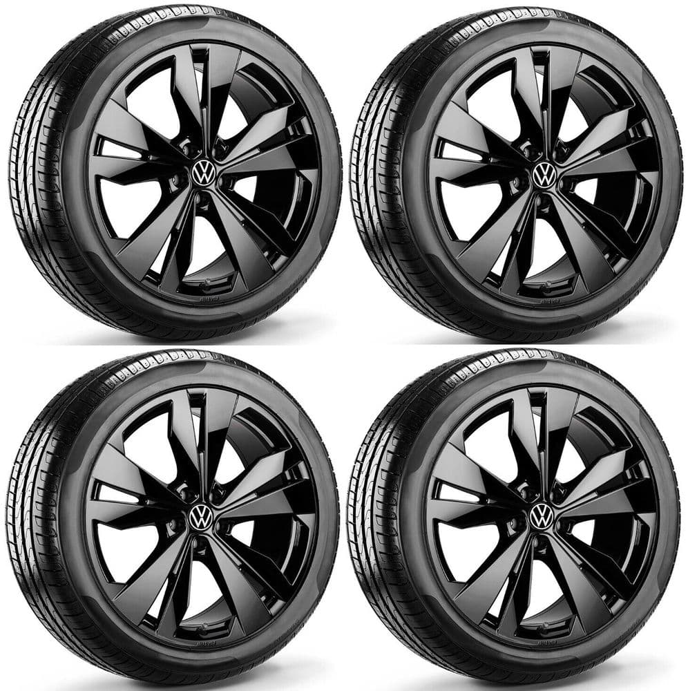 VW ID3 19 ALLOY WHEELS TYRES SET GENUINE LOEN BLACK CONTINENTAL 215/50 R19