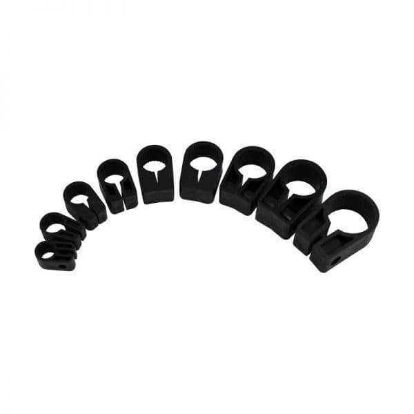 10x CC10 ARMOURED CABLE CLEATS BLACK 25 4mm DIAMETER