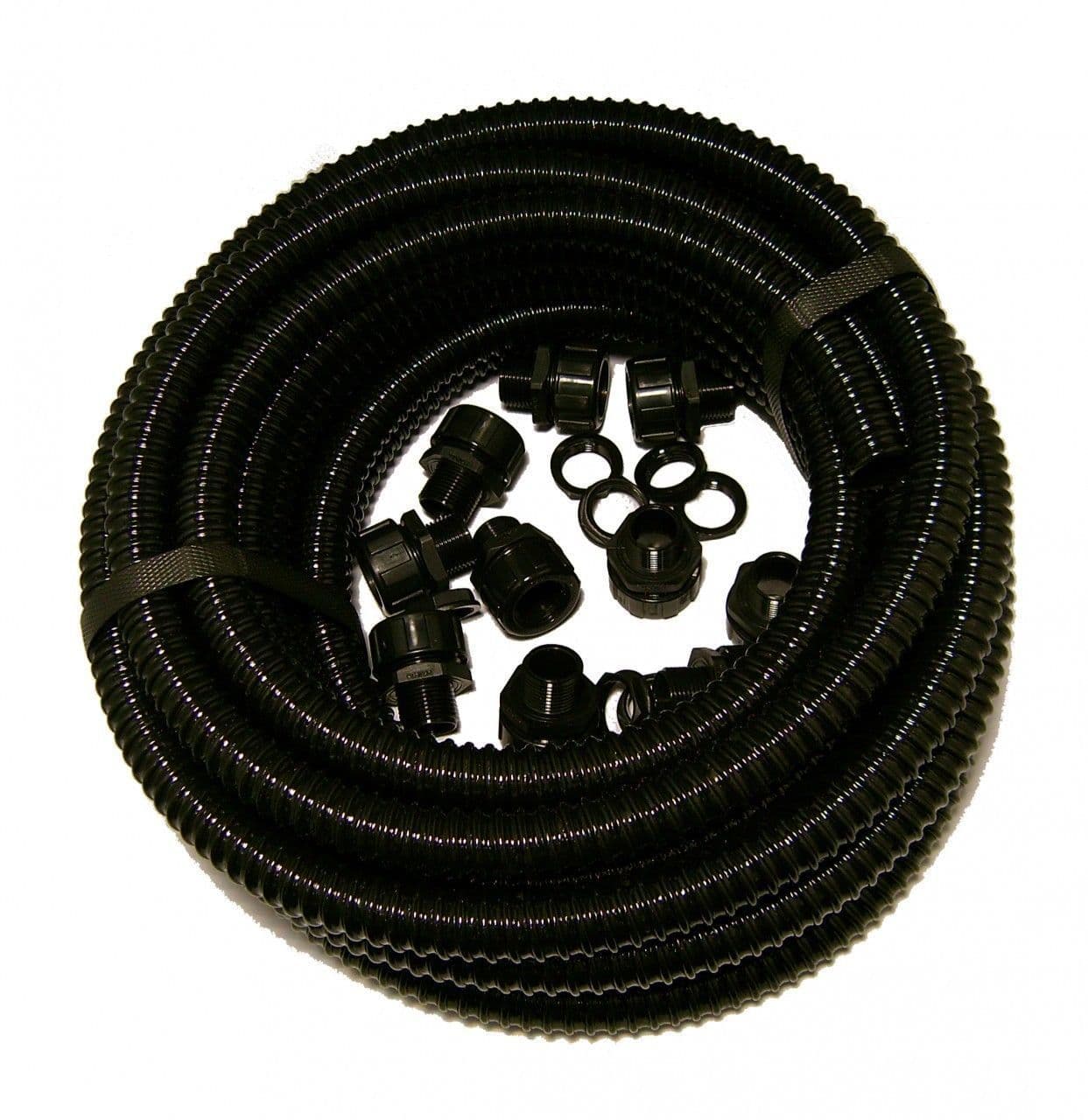 20mm FLEXIBLE CONDUIT CONTRACTOR PACK WITH GLANDS 10 mtrs black