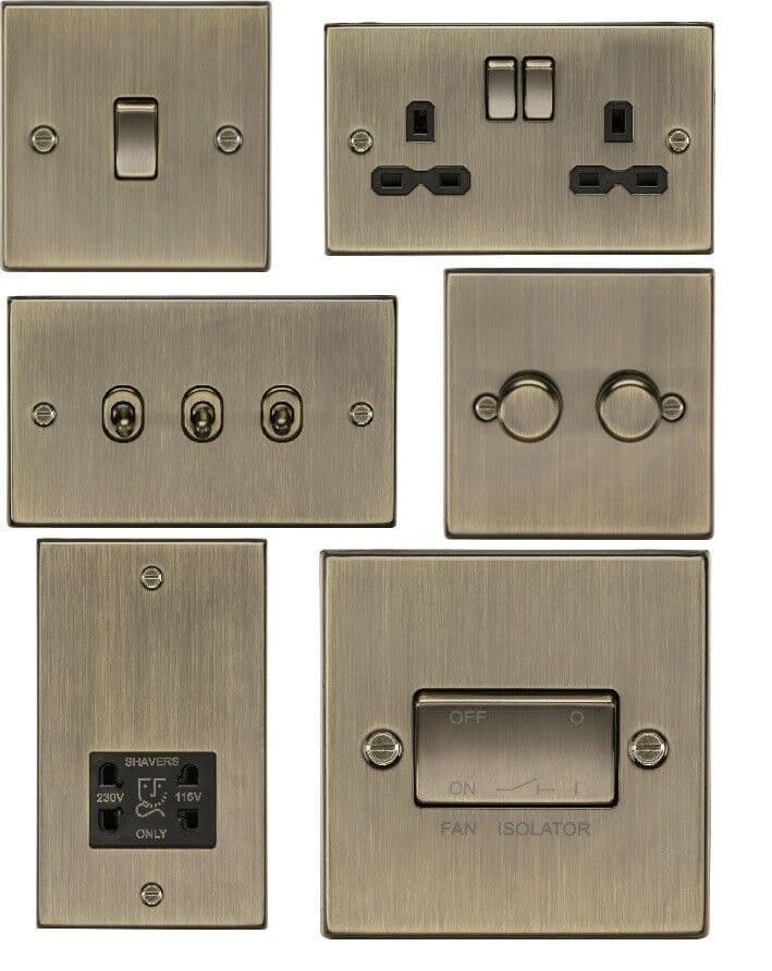 Antique Brass Rounded Edge Wiring Accessories socket switch usb spur dimmer