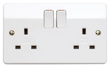 MK K2747 13 Amp 2 Gang Double Switched Socket - White