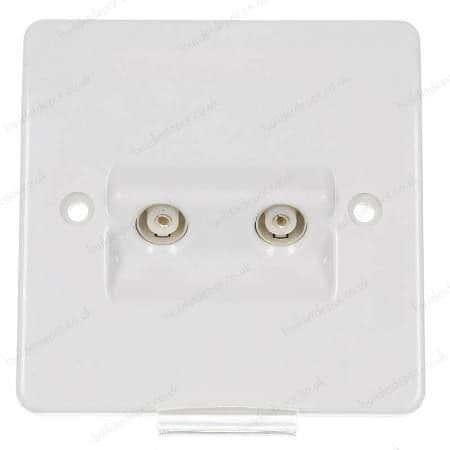 MK K3523 Twin TV - FM Coaxial Aerial Socket - White