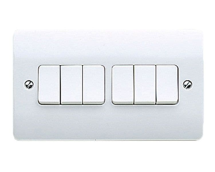 MK K4879 6 Gang 2 Way Light Switch - White