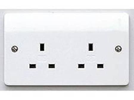 MK K781 13 Amp 2 Gang Double Unswitched Socket - White