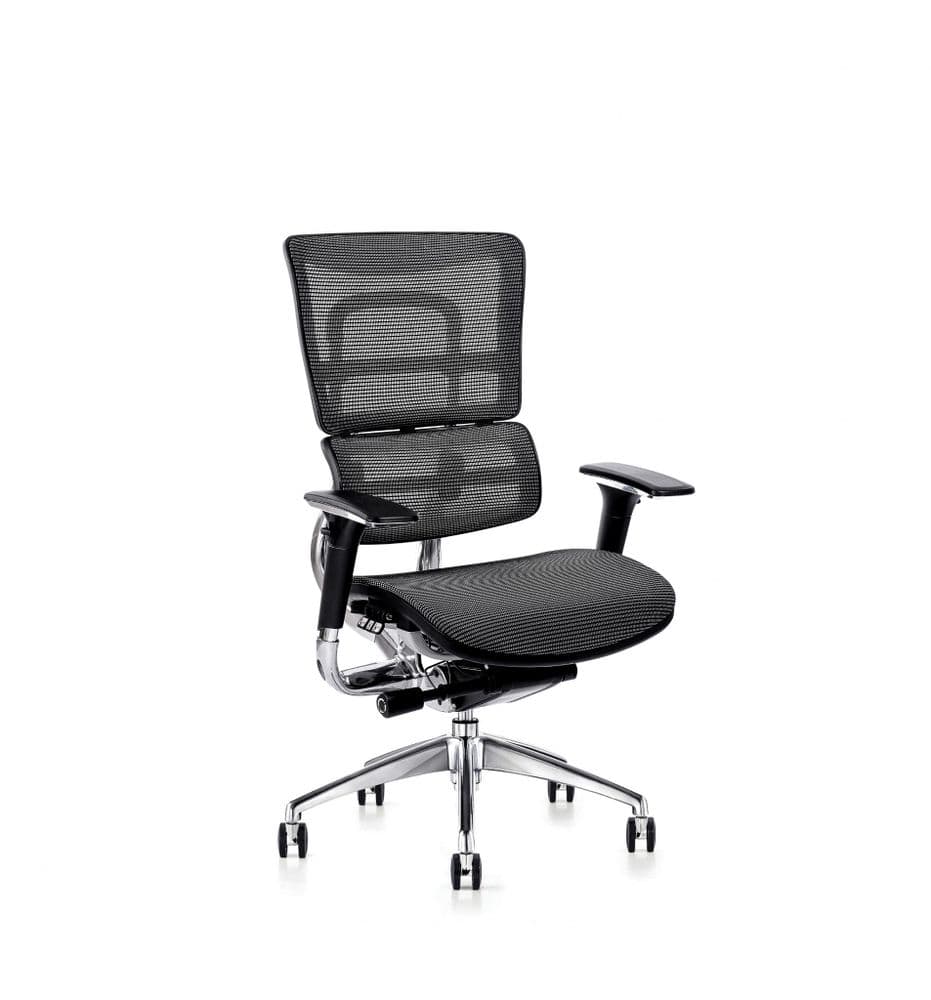 I29 Mesh Seat Chair By Hood Seating In Black With Stylish Chrome Spider ...