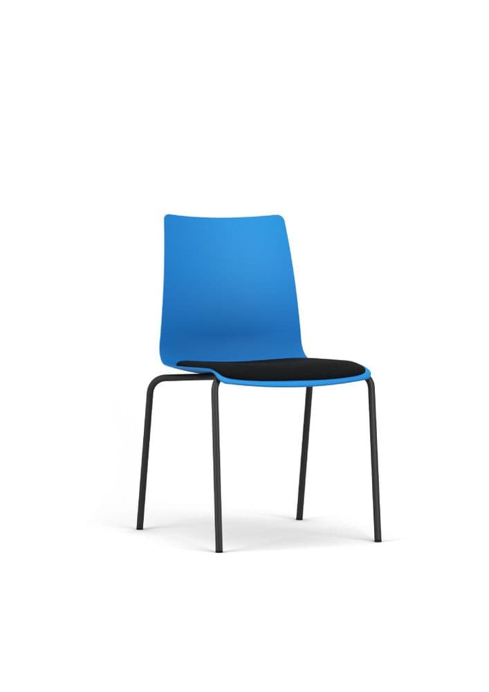 Pledge Fjord Black Frame Four Leg Chair With Upholstered Seat Pad And ...