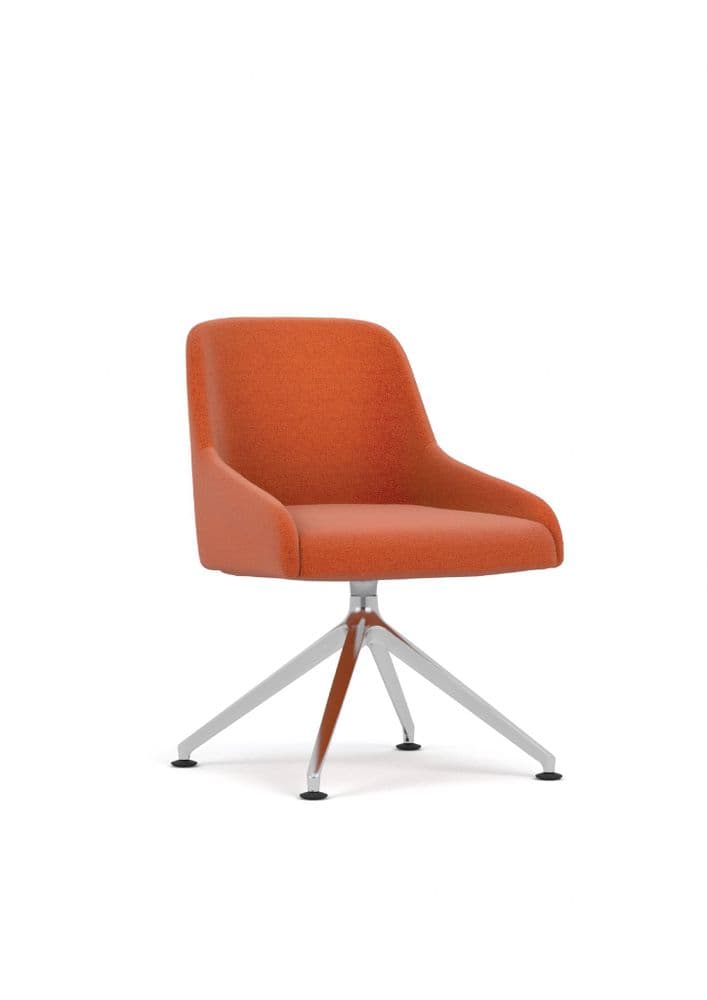 Pledge Flow Fully Upholstered Swivel Chair With 4 Leg Base