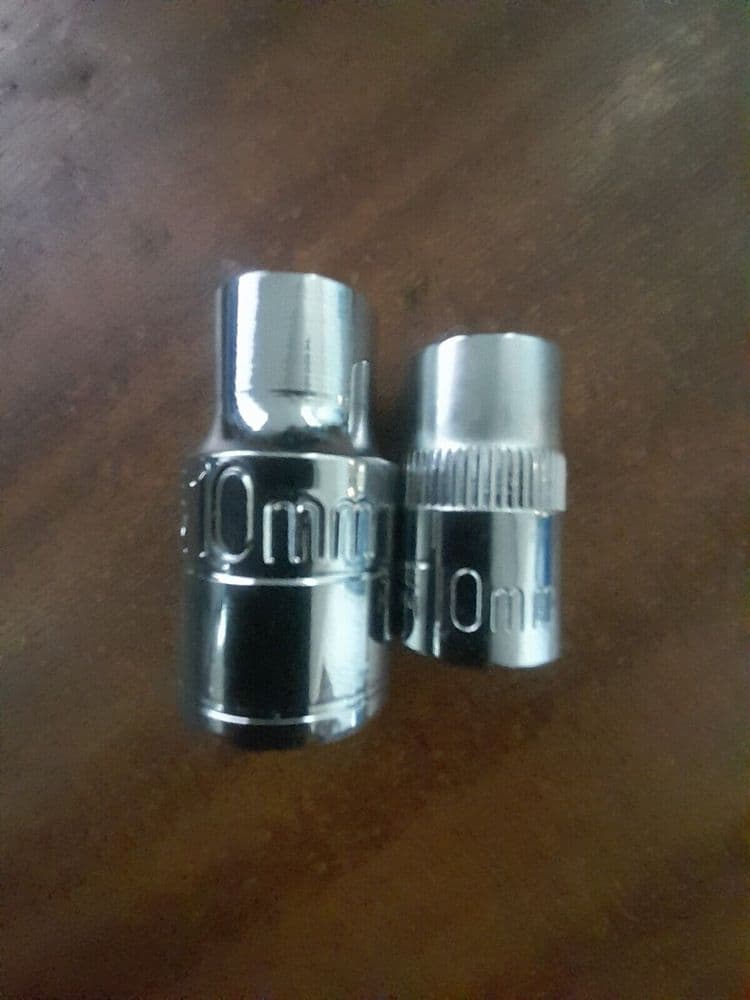 10mm 1/2" Drive And 3/8" Short Reach Sockets 1 Pair 6 Point