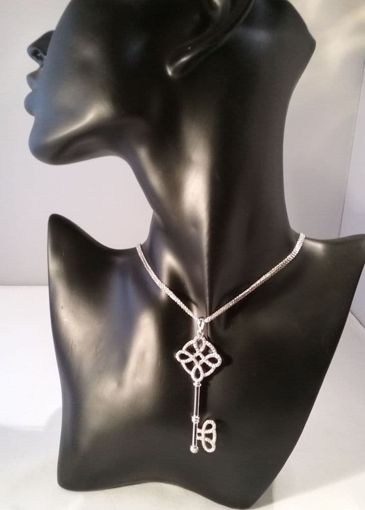 Zara Silver Key Pendant Necklace