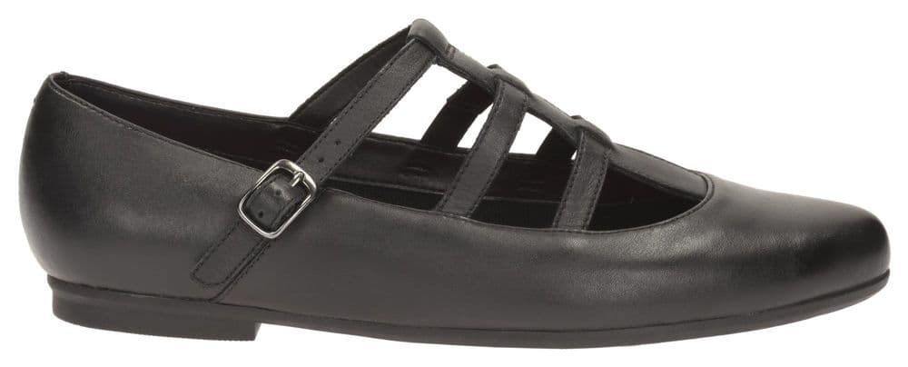 Clarks Girls Leather T-Bar School Shoes - Quartz Flash Black