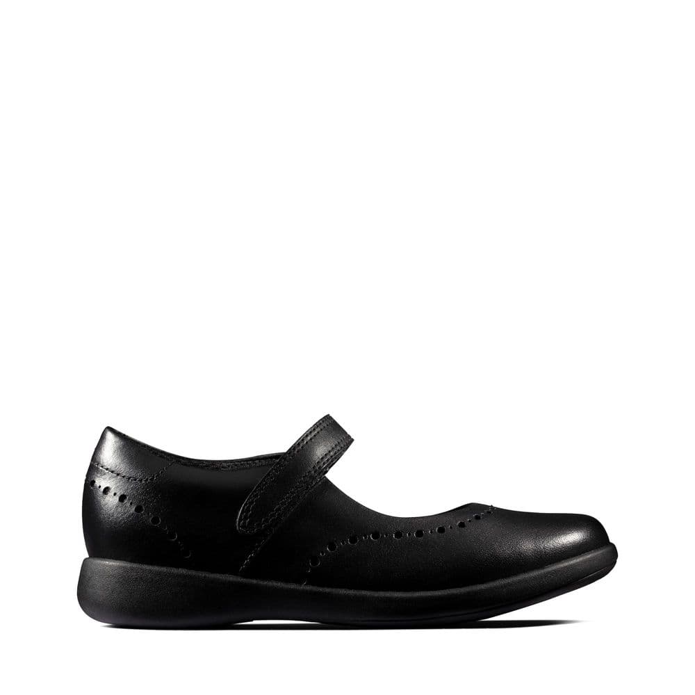 Clarks Girls School Shoes - Etch Craft Kid Black Leather