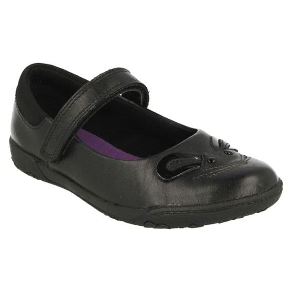 Clarks Girls School Shoes - Nibbles Bee Black Leather