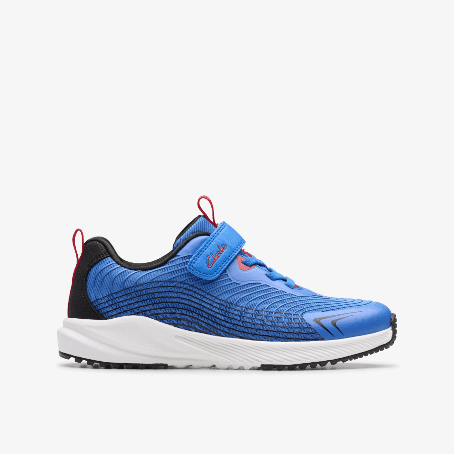 Clarks Kids Deyes Dash Boys Casual Trainer - Blue Synthetic G