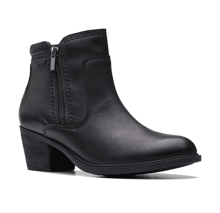 Clarks Neva Zip Women s Leather Ankle Boot - Black D