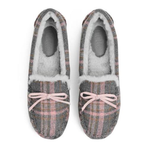 Hotter Cherish Women s Slipper Grey Tartan 4