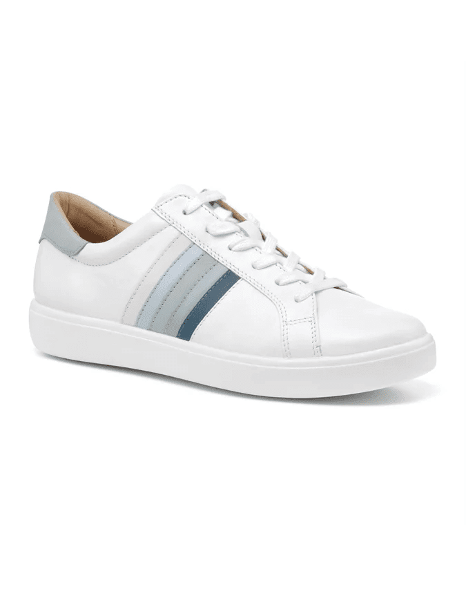 Hotter Switch Women s Wide Fitting Lace-Up Shoe - White/Blue Multi Leather