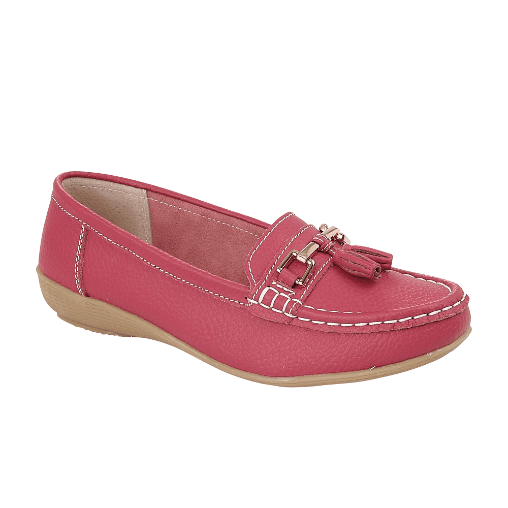 Jo & Joe Nautical Women s Slip-On Leather Loafer Moccasin Shoe - Fuschia