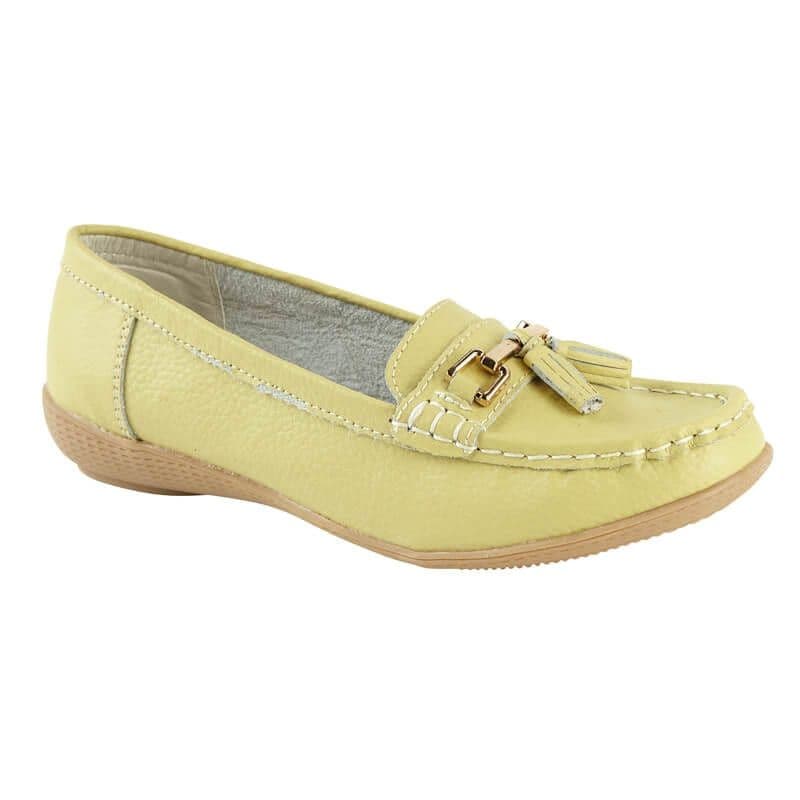 Jo & Joe Nautical Women s Slip On Leather Loafers Moccasins Shoes - Lime