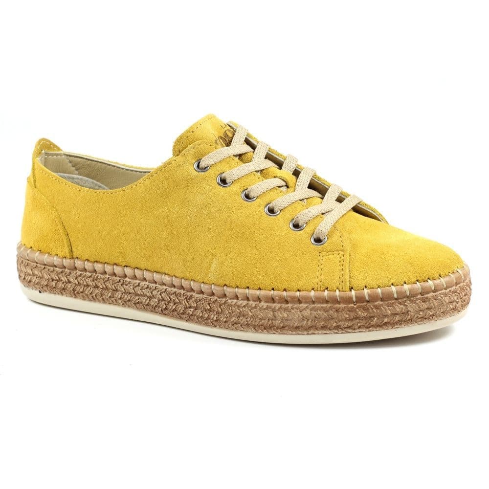 Lazy Dogz Maddison Women s Suede Trainer Shoe - Mustard