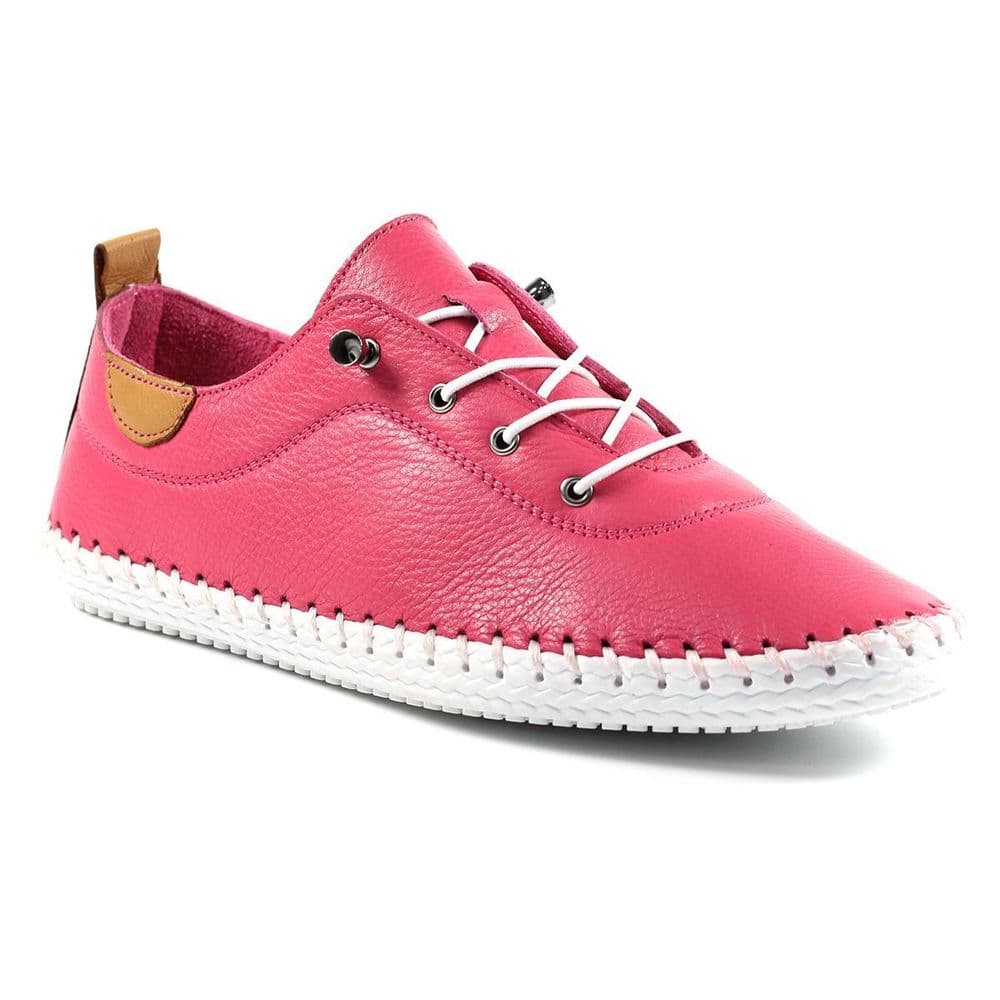 Lunar St Ives Women s Leather Elasticated Lace Shoe - Raspberry