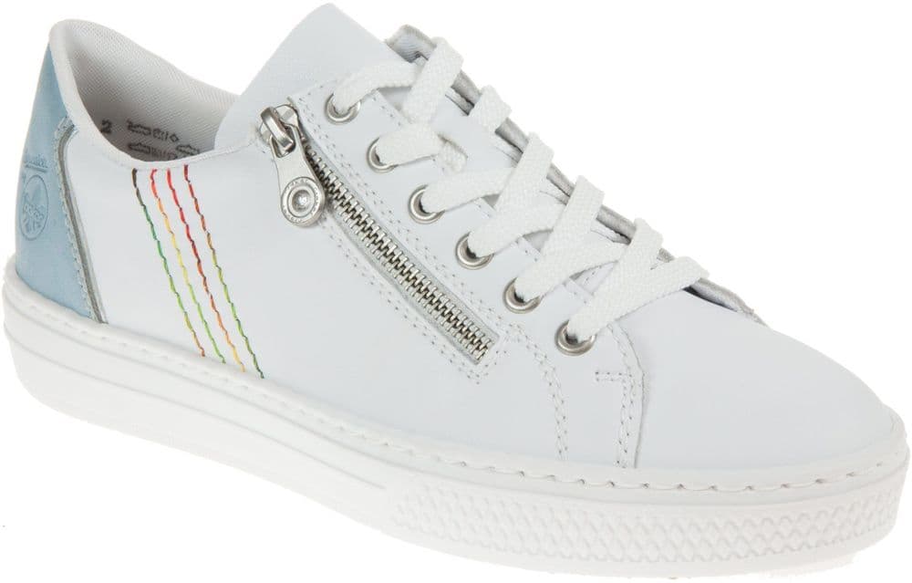 Rieker L5915-80 Women s Leather Lace-up and Zipper Trainer Style Shoe ...