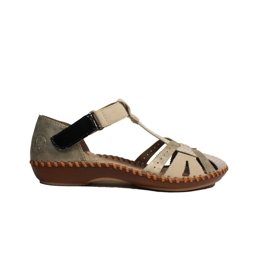 Rieker M1650-60 Women s T-Bar Shoe - Beige Combi