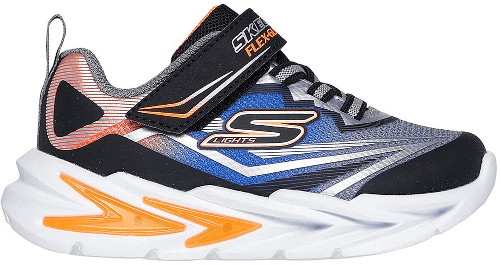 Skechers S Lights Flex-Glow Ultra Kids Trainer - Black/Silver