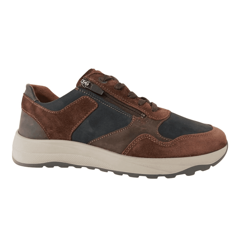 Waldlaufer Men s Extra Wide Sneaker with Zip - Nuba Marine Moro