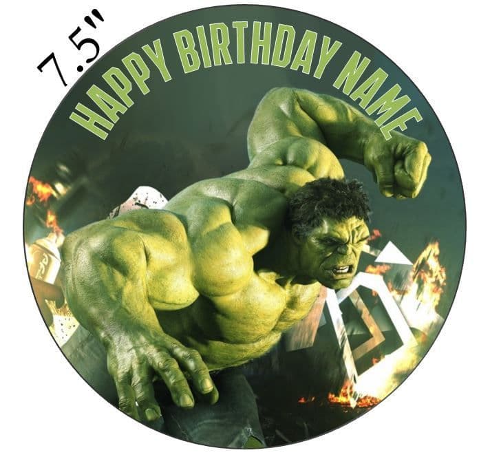 Marvel Hulk Edible - Pre Cut Personalised Icing Topper