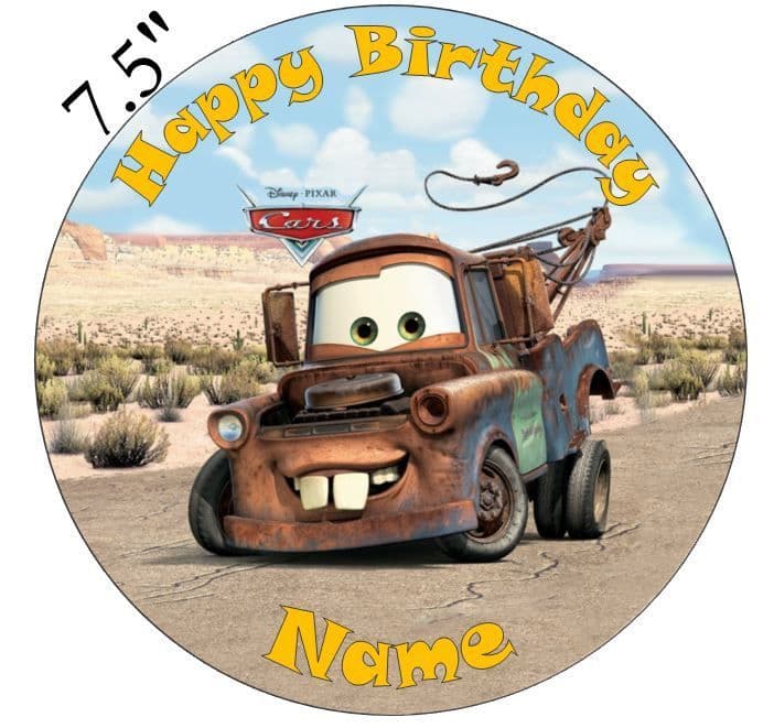 Pixar Cars Mator Truck Edible - Pre Cut Personalised Icing Topper