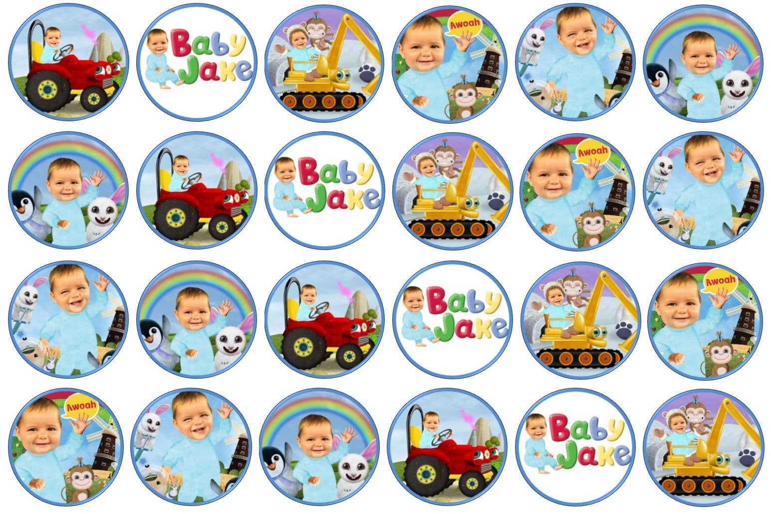 48 Baby Jake Edible Rice Paper Toppers 3cm x 3cm