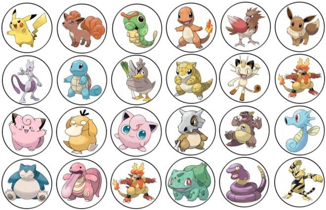 48 Pokemon Animals Edible Rice Paper Toppers 3cm x 3cm